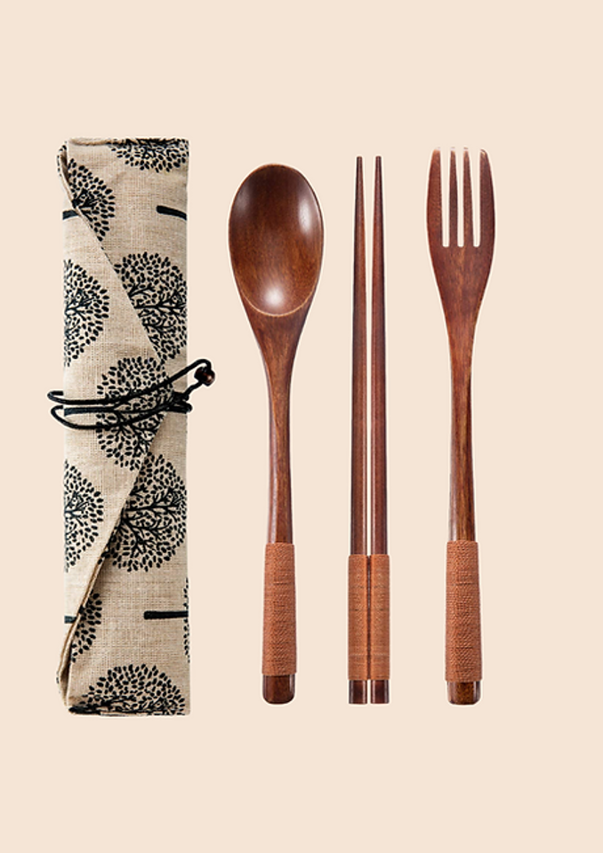 Reusable Wooden Cutlery (Beige) | Cantiq Living