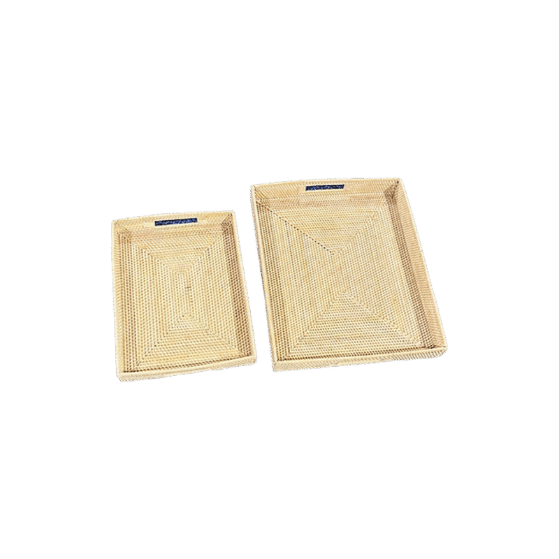 Amara Handwoven Rattan Serving Tray 50cm & 40cm - Set of 2 | Cantiq Living